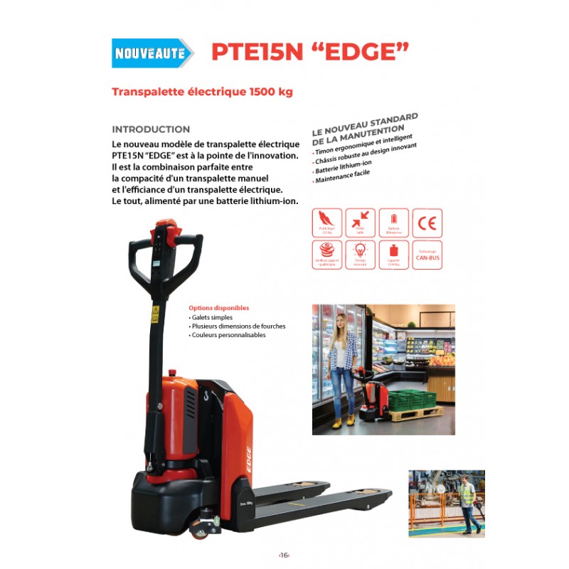 PTE15N "EDGE" - Transpalette électrique 1500kg